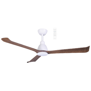 Martec Polo 132cm Walnut & White Smart DC Ceiling Fan with LED Light ...