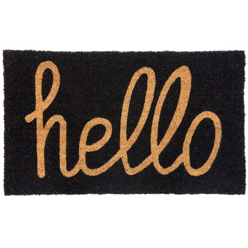 Home & Lifestyle Black Hello Coir Doormat | Temple & Webster
