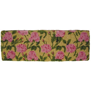 Aria Mats Pink & Green Long Rose Garden Doormat | Temple & Webster