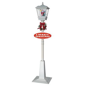 Enchanted&Evergreen White Cassiel Santa Christmas Lamp Post | Temple ...