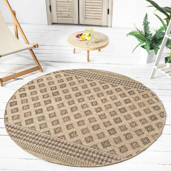 Lotus Rugs Tori Flat Weave Indoor/Outdoor Round Rug | Temple & Webster