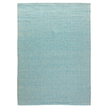 ElementalRugCollective Turquoise Rustic Diamond Cotton & Jute Rug ...