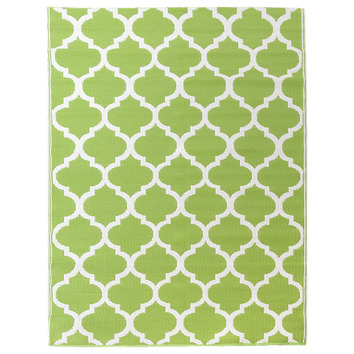 Green & White Trellis Power-Loomed Outdoor Rug | Temple & Webster