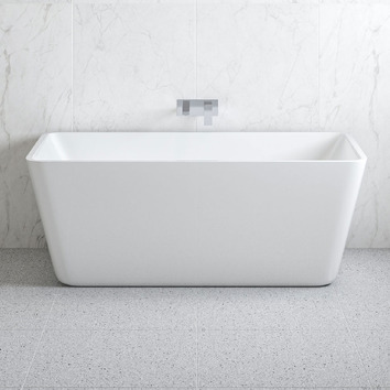 Cubiz Gloss White Acrylic Freestanding Bath | Temple & Webster