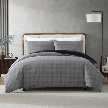 Plaid Houndstooth Cotton Quilt Cover Set | Temple & Webster