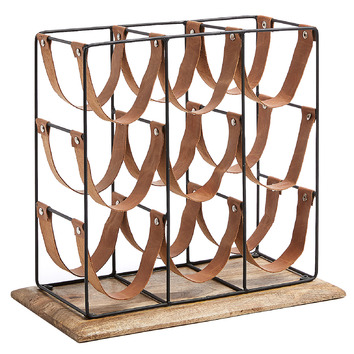 Linea Furniture Celce Mango Wood & Leather Wine Rack | Temple & Webster