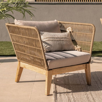 Linea Furniture Beige Velma Rope Outdoor Armchair | Temple & Webster