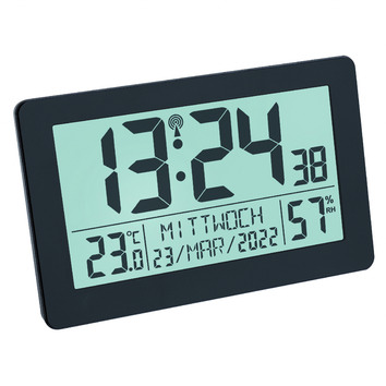 Black Radio Controlled Digital Clock with Room Climate Display | Temple ...