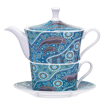 3 Piece Maarakool Art Dolphins Dreaming Tea for One | Temple & Webster
