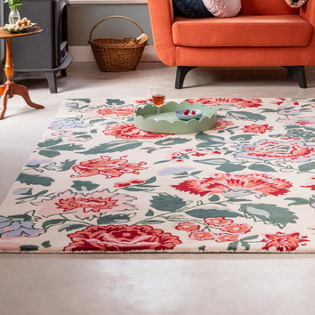 Poppy Red Wendling Floral Hand-Tufted Wool Rug | Temple & Webster