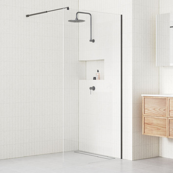 Round Framed Amethyst Glass Shower Screen | Temple & Webster