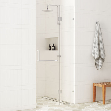 Chrome Prime Glass Shower Screen with Square Handle | Temple & Webster
