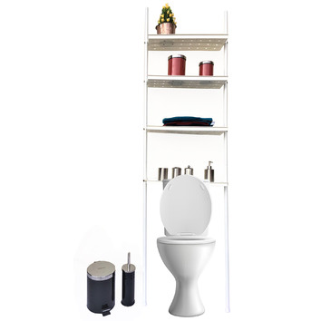 Natura Kitchen White Adjustable Toilet Storage Rack | Temple & Webster