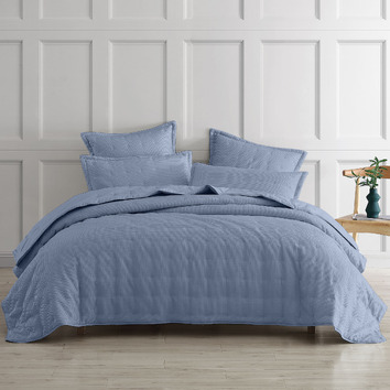 Steel Waffle Ascot Cotton-Blend Coverlet | Temple & Webster