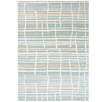 Stripe Jade Tortoiseshell Hand-Tufted Wool Rug | Temple & Webster