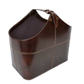 Kundra Dark Leather Magazine Storage | Temple & Webster