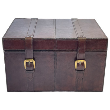 Kundra Decor Genuine Leather Trunk Box | Temple & Webster