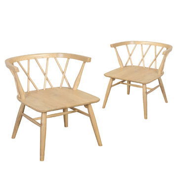 Hunith Cross Back Oak Wood Dining Chairs | Temple & Webster