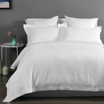 Onkaparinga White Yarra Waffle Cotton Quilt Cover Set | Temple & Webster