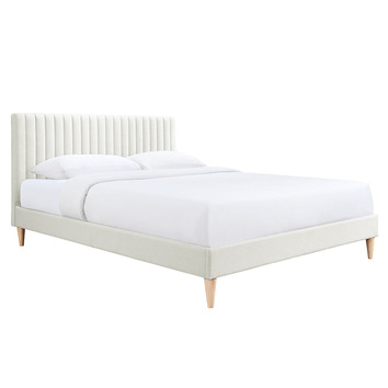 Oslo Home Cream Beatrice Upholstered Bed Frame | Temple & Webster