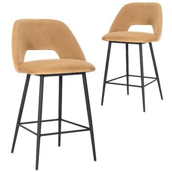 68cm Marco Velvet Bar Stools | Temple & Webster