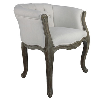 Naturally Provinicial Violetta Buttoned Linen Tub Chair | Temple & Webster