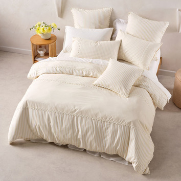 Natural Chica Cotton Percale Quilt Cover Set | Temple & Webster