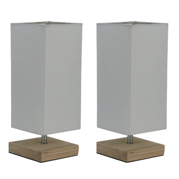 Luminea Matteo Rubberwood Square Table Lamps | Temple & Webster