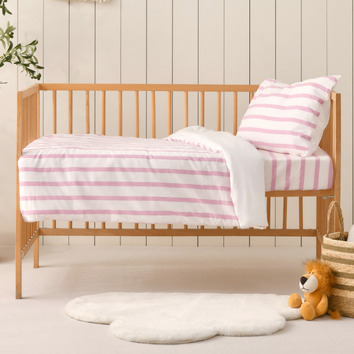 Aldrin Home Pink Pearl Cesar Cotton Cot Quilt Cover Set | Temple & Webster