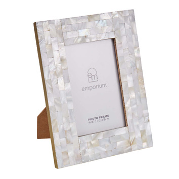 The Home Collective Cream Shell Pearl Photo Frame | Temple & Webster