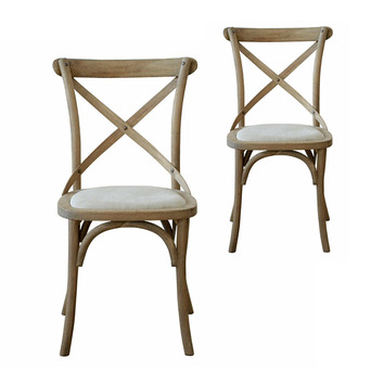 Hamilton Furniture Kasan Side Chairs Oatmeal Linen Seat | Temple & Webster