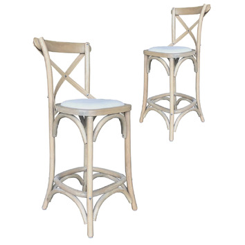 S & G Furniture 66cm Chandra Oak Wood Barstools | Temple & Webster