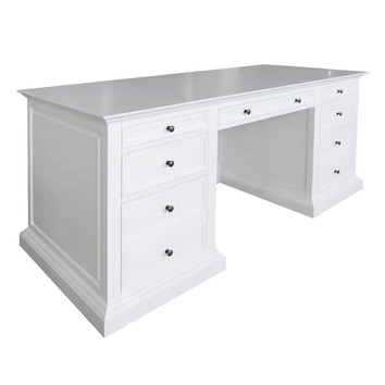 Hamilton Furniture White Bettina 7 Drawer Executive Desk | Temple & Webster