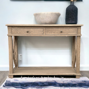 Hamilton Furniture Anna Weathered Oak Wood Console Table | Temple & Webster
