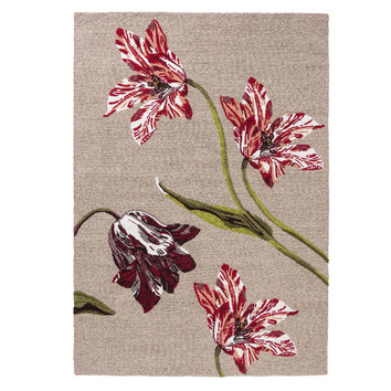 Burgundy Botanical Tulip Outdoor Rug | Temple & Webster