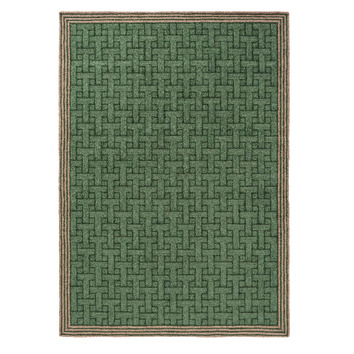 Jade Green T Monogram Outdoor Rug | Temple & Webster