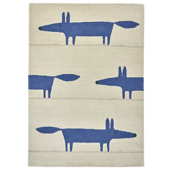 Denim Mr. Fox Hand-Tufted Pure New Wool Rug | Temple & Webster