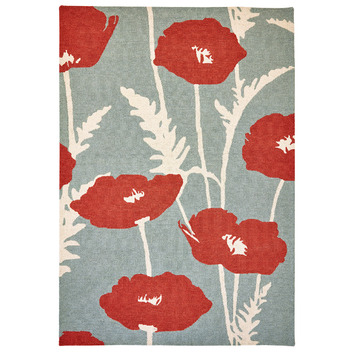 Red Poppy Pop Hand-Tufted Pure New Wool Rug | Temple & Webster