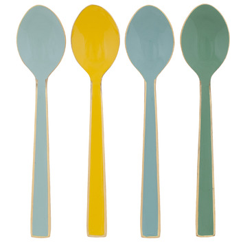 4 Piece Multi-Coloured Ishvi Enamelled Teaspoon Set | Temple & Webster