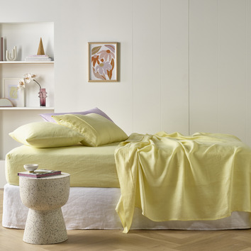 Butter Lucia French Linen King Single Sheet Set | Temple & Webster
