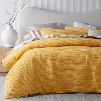 Vintage Design Ochre Malvern Cotton Quilt Cover Set | Temple & Webster
