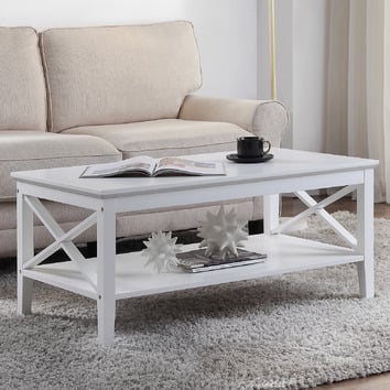 West Valley Interiors White Long Island Rectangular Coffee Table ...