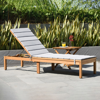 Temple & Webster 2 Piece Lanai Eucalyptus Wood Sun Lounge & Side Table Set