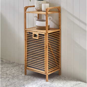 Temple & Webster Bamboo Laundry Hamper with Shelf