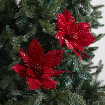 Temple & Webster Set of 2 Red Poinsettia Christmas Tree Clips