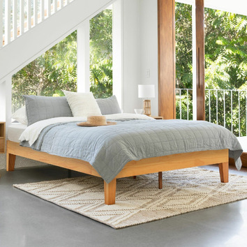 Temple & Webster Natural Beckham Premium Wooden Bed Base
