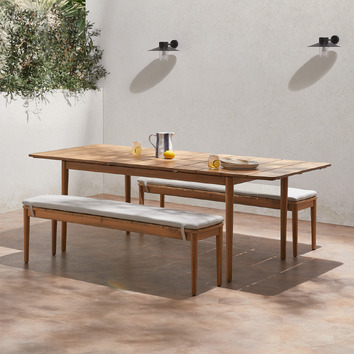 Temple & Webster 6 Seater Outdoor Extendable Dining Table & Bench Set