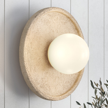 Temple & Webster Riley Travertine-Look Wall Sconce