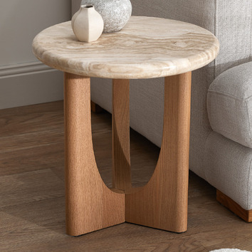 Temple & Webster Annalisa Travertine Stone Side Table