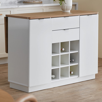 Temple & Webster Jerome Extendable Kitchen Island Bench with Storage